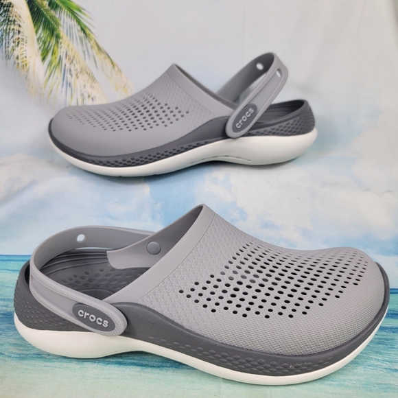 CROCS | Shoes | Crocs Literide Gray Heel Strap Slip On Sandals Walking ...